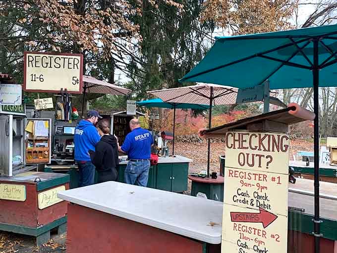 Outdoor checkout stations where book transactions happen under umbrellas – shopping al fresco never felt so literary.