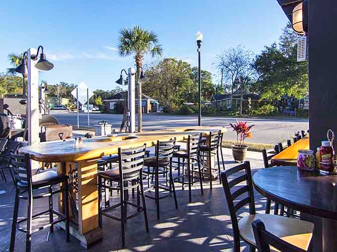 Outdoor seating lets you soak up that Lowcountry sunshine while enjoying some seriously good Southern cooking outside.