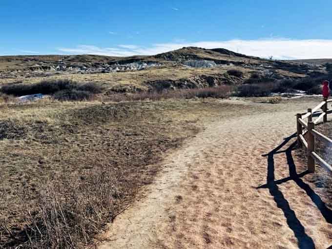 The wooden fence guides visitors along trails that wind through landscapes most people associate with distant planets, not Colorado.