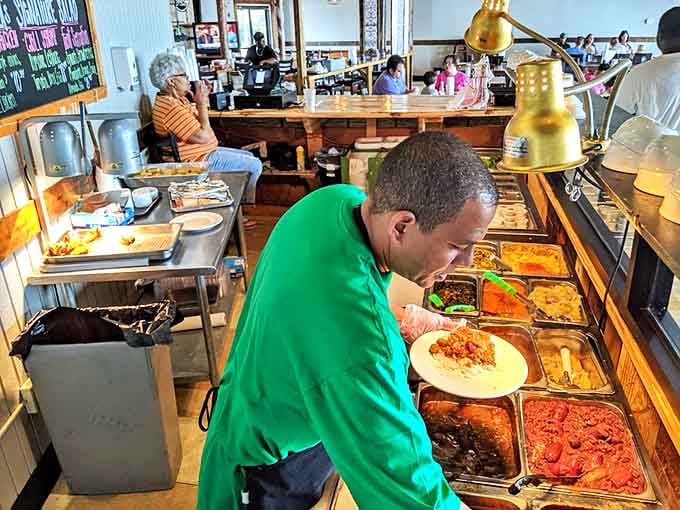 Where the magic happens: watching your plate being assembled from a bounty of homestyle dishes is like seeing your childhood dreams come true.