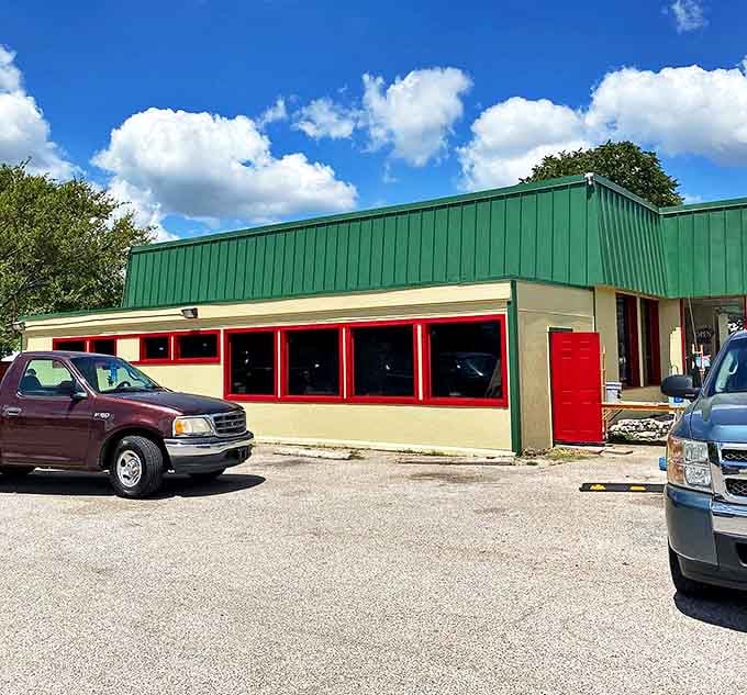 The parking lot tells the true story: pickup trucks beside luxury sedans, united by the universal language of "I need good enchiladas now."