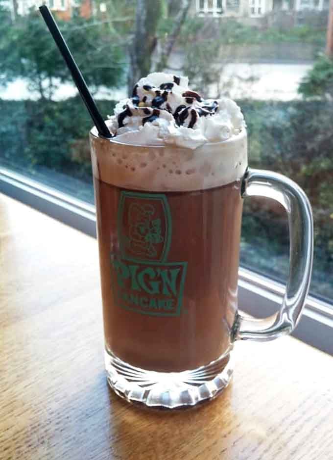 Hot chocolate topped with whipped cream and cookie crumbles, because sometimes coffee isn't the only morning beverage worth celebrating.