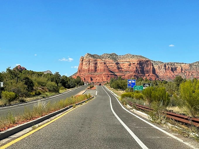 Uptown Sedona where civilization and natural wonder coexist in surprisingly harmonious balance.