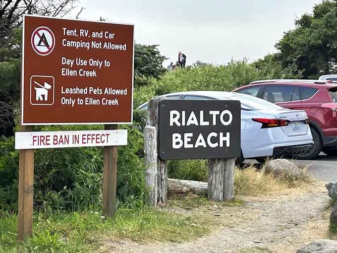 The Rialto Beach sign welcomes you to one of Washington's most photogenic stretches of wild Pacific coastline.