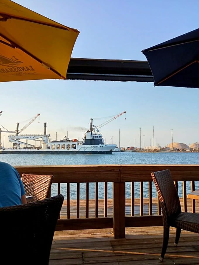 Waterfront views frame your meal perfectly, because eating seafood while watching boats just makes everything taste better.