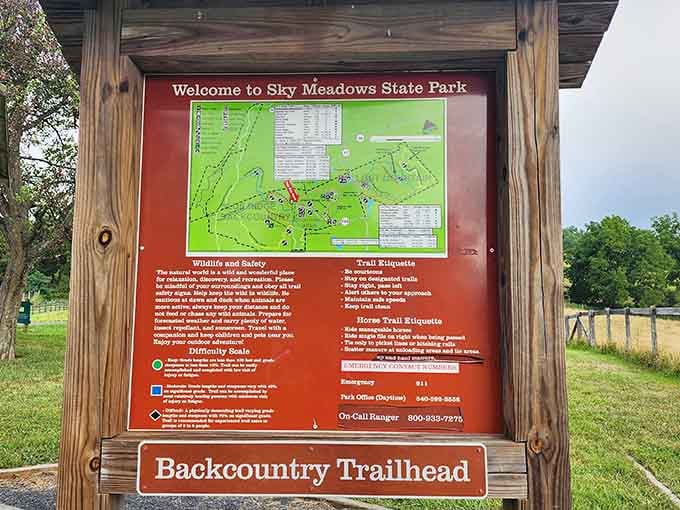 Information boards packed with more trail options than you can handle in one visit, which sounds like a challenge.