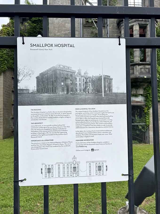 The historical marker does the heavy lifting, explaining what your eyes are seeing but your mind struggles to process.