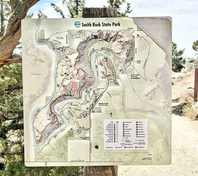 The park map reveals miles of interconnected trails, each one offering its own unique perspective on this landscape.
