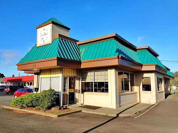 This diner with its distinctive green roof has likely served countless cups of coffee to generations of Hoquiam residents.