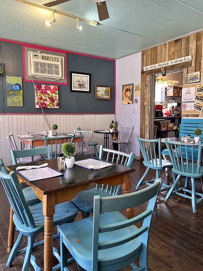 Stella & Me Cafe's colorful interior proves historic towns can embrace both preservation and personality with equal enthusiasm.