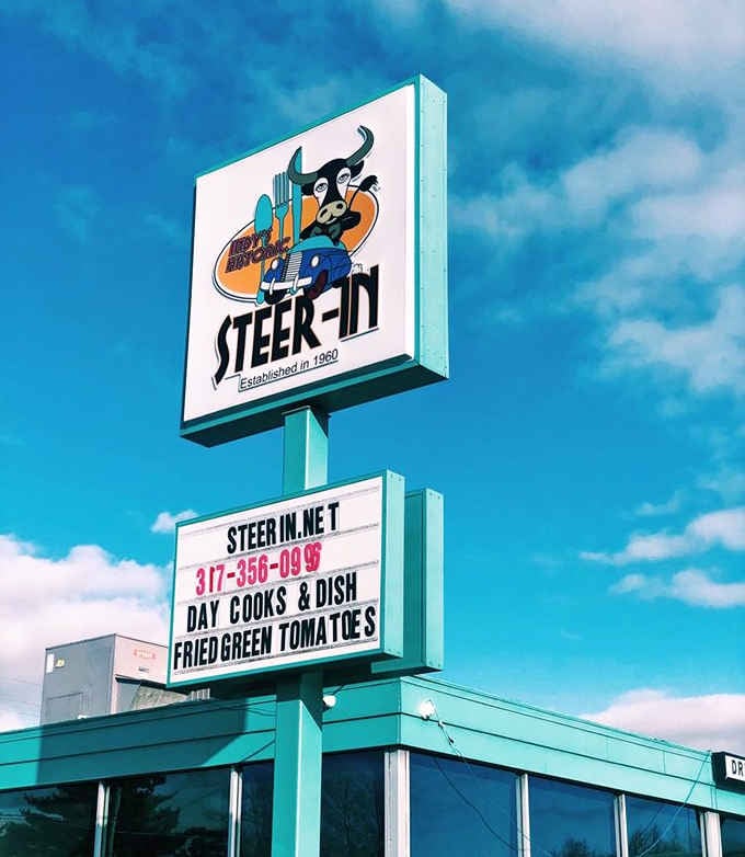 That vintage sign with the cartoon steer has been guiding hungry travelers to happiness for generations.