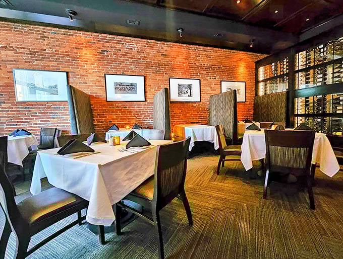White tablecloths, exposed brick, and strategic lighting&mdash;this restaurant understands the architecture of a perfect date night.
