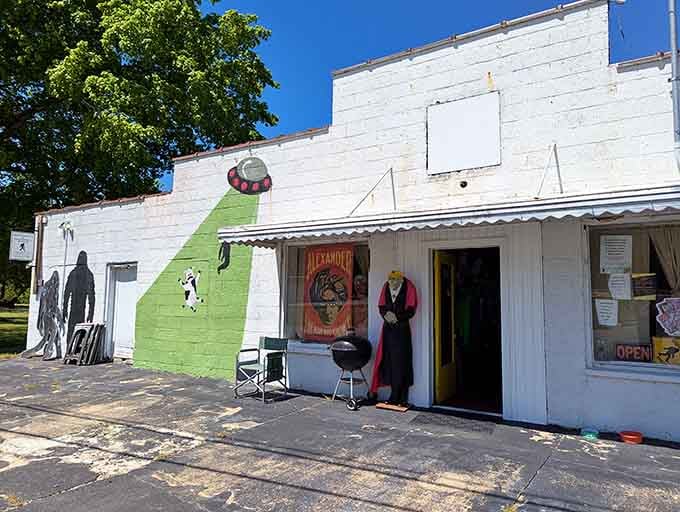 The painted exterior murals featuring Bigfoot and other cryptids announce exactly what kind of adventure awaits inside this building.