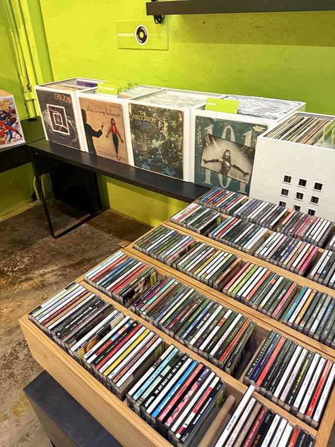 Vinyl records and album collections wait patiently for music lovers who remember when listening required flipping actual sides.