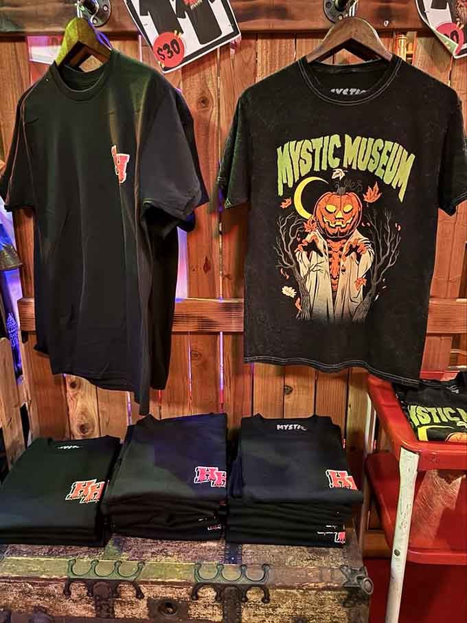 Wear your weird with pride on shirts that scream Mystic Museum louder than any haunted house attraction ever could.
