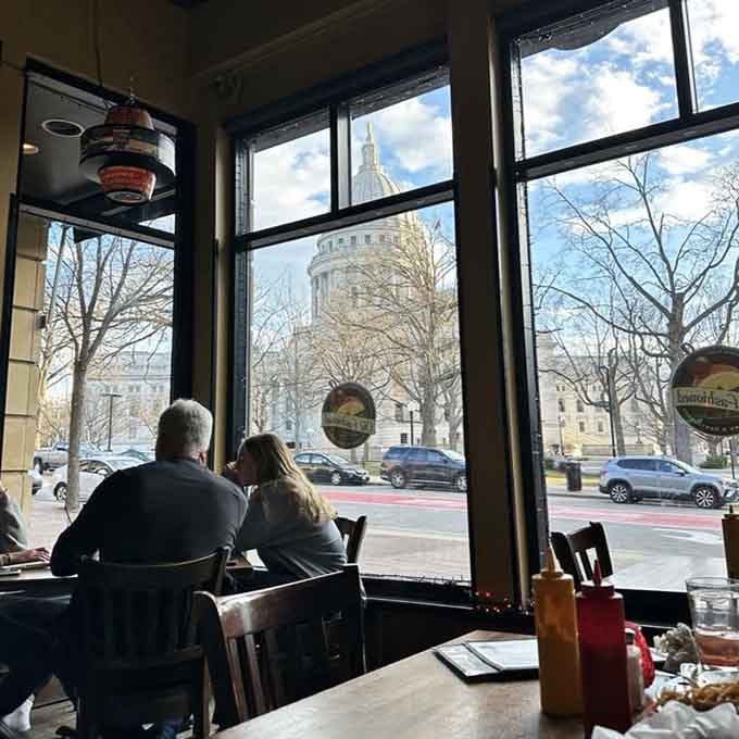 Window seats with a Capitol view turn lunch into dinner theater, Madison style, with politicians as your backdrop.