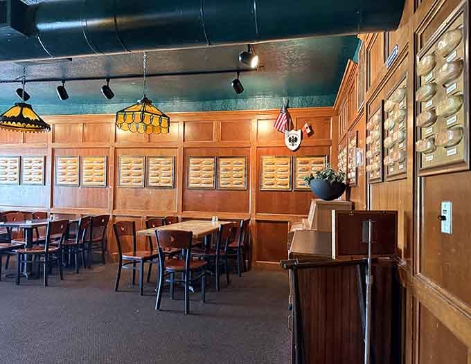 Another angle of the dining room showing why this place feels like eating in your cool aunt's basement.