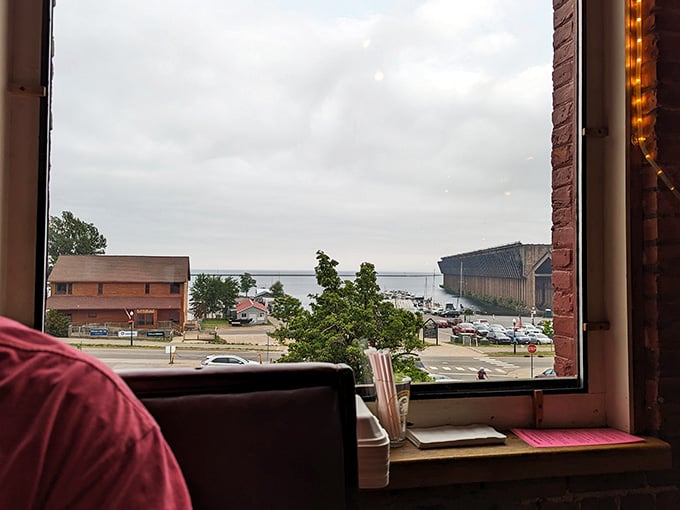 That harbor view through the window is worth the trip alone, but thankfully you also get outstanding food and fresh-brewed beer.