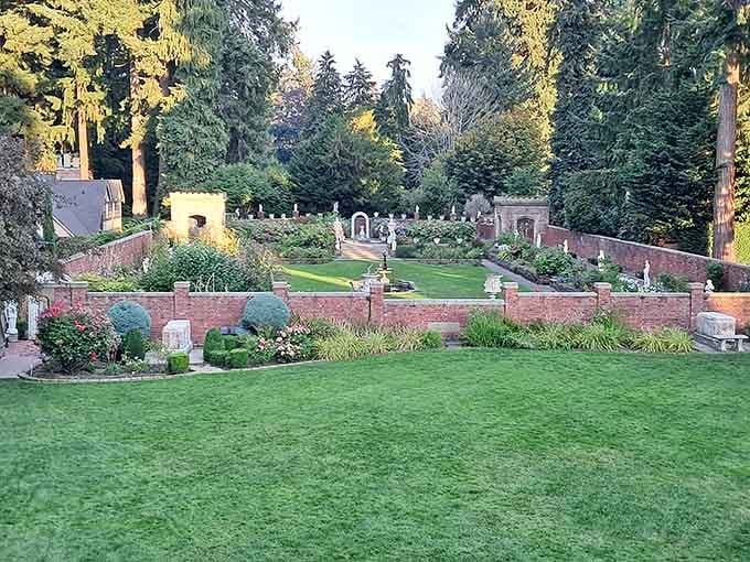 Sunken gardens proving that some people really committed to the whole "English estate" thing in spectacular fashion.