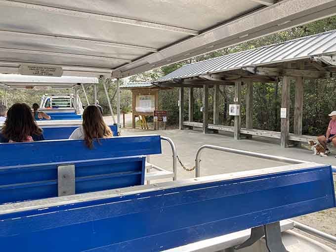 The tram to paradise: saving your energy for actual beach activities instead of the trek there.