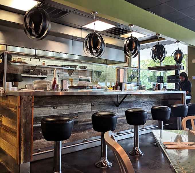 Counter seating with a view of the kitchen action, because watching your breakfast being made is half the fun.
