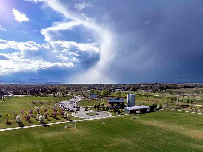 From above, the park's thoughtful layout reveals itself&mdash;every zone designed with purpose and plenty of breathing room.