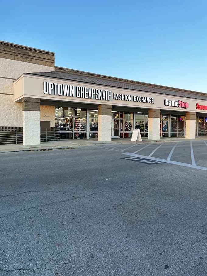 The exterior view showing your next favorite shopping destination, conveniently located with plenty of parking space available.