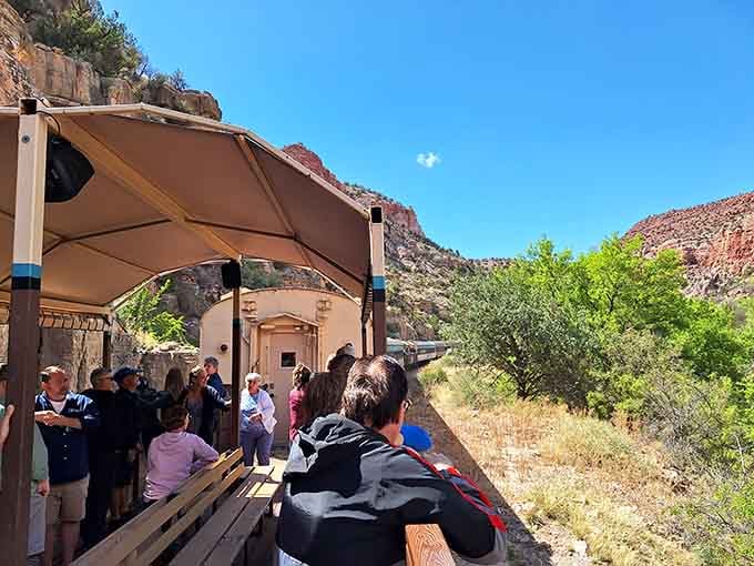 That open-air viewing platform puts you right in the action, wind in your hair and canyon views stretching forever.