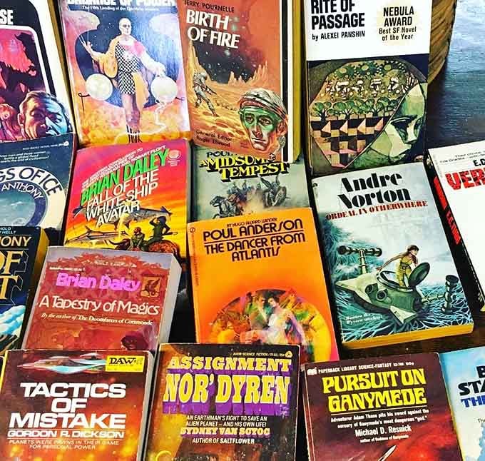 Vintage paperbacks with cover art so gloriously dramatic they make modern book designs look positively timid by comparison.