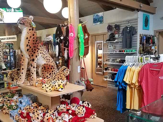 The gift shop ensures you'll leave with plush reminders of every animal that stole your heart today.