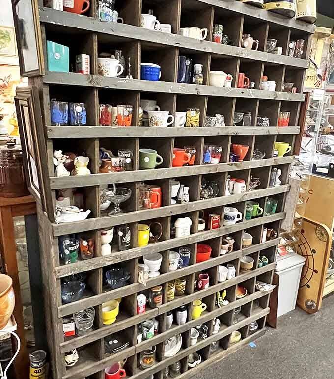 The Great Wall of Mugs&mdash;each ceramic soldier in this caffeinated army has fueled someone's morning routine through decades of breakfast conversations.