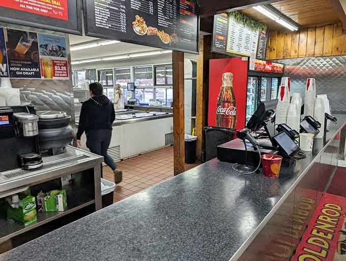 Where the magic happens &ndash; the counter where orders become memories. Efficiency with a side of friendliness.