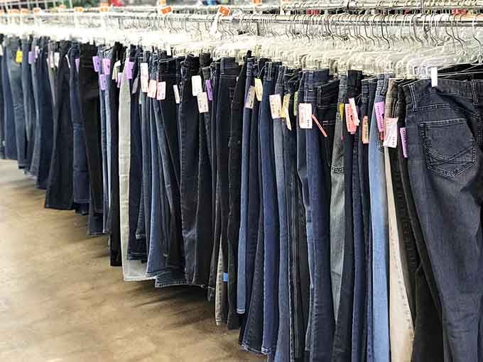 Row after row of jeans await their next adventure, proving that great style doesn't require a designer price tag attached.