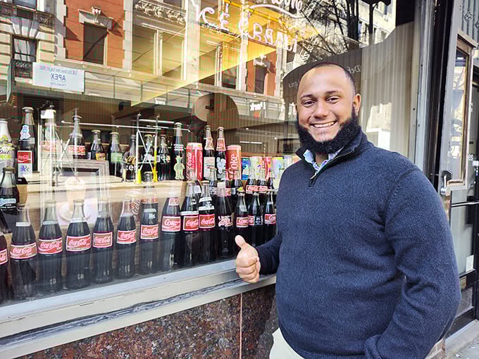 Behind the counter, where the real magic happens&mdash;vintage equipment producing authentic flavors that no app or delivery service can replicate.
