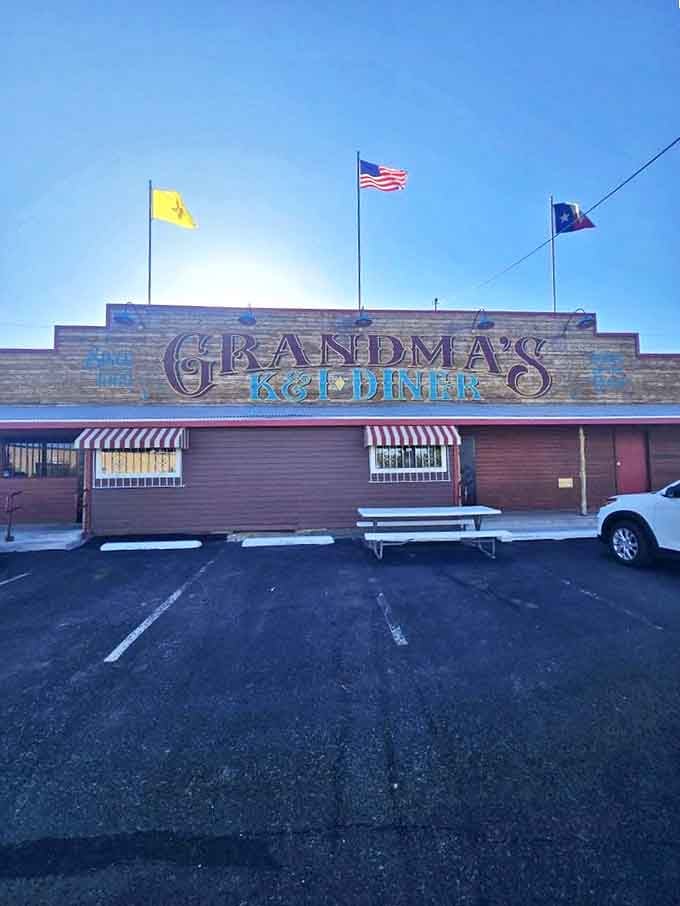 Morning, noon, or night, that sign and those flags welcome hungry travelers like old friends waiting on the porch.