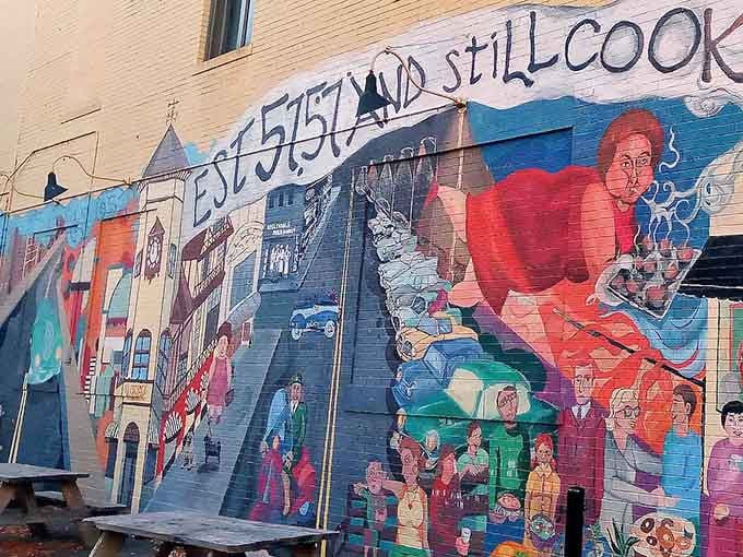 The mural outside tells you everything about Zaftigs' staying power in a neighborhood that knows its food. Brookline's living canvas of culinary history.