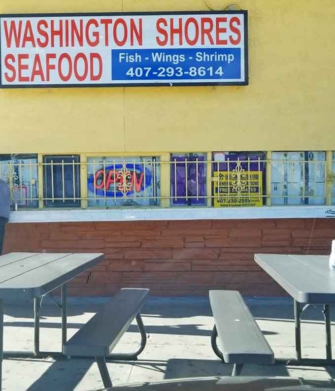 The outdoor seating area &ndash; where strangers become friends united by their love of perfectly fried fish and shared condiments.