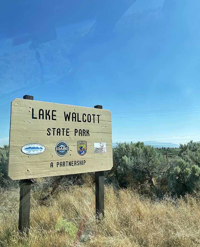 The unassuming entrance sign to Lake Walcott&mdash;like finding a treasure map that actually leads to treasure.