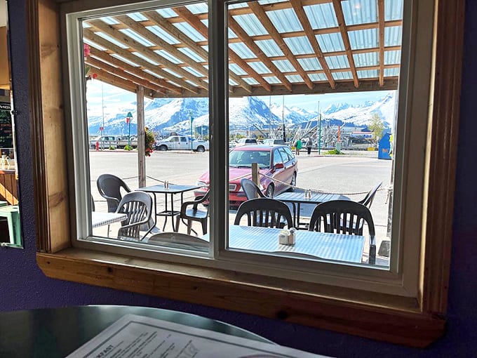 The view from inside is almost as good as the food&mdash;snow-capped mountains framing your meal like nature's own dinner theater.