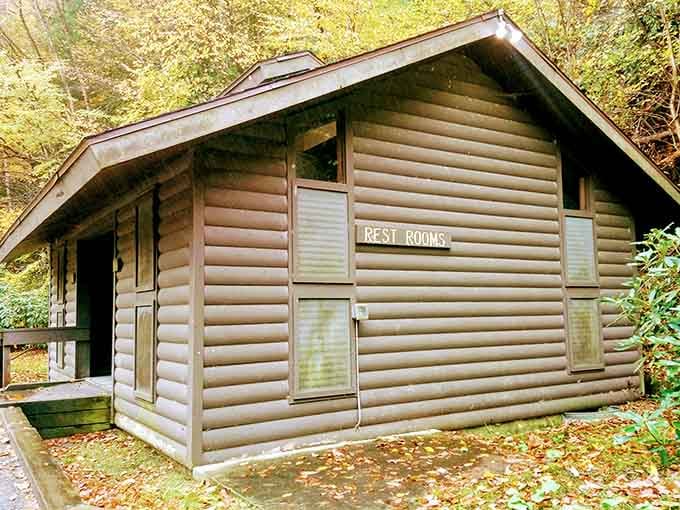 This humble rest stop has seen more relief than a sitcom laugh track. Simple comforts in the wilderness&mdash;because even nature lovers need a bathroom break.