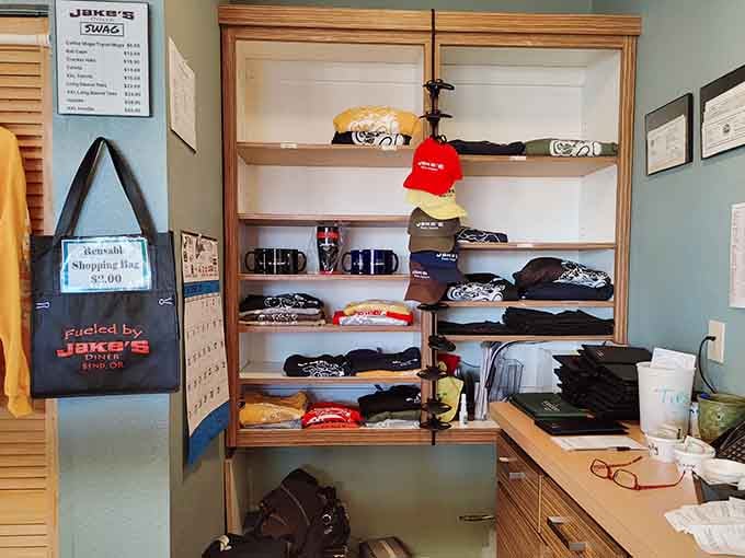 Jake's merchandise means you can take a piece of this breakfast haven home, because some love runs deep.