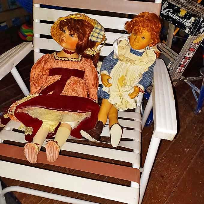 These porcelain time travelers with their perfect ringlets and period clothing sit in judgment of our modern casual fashion choices.