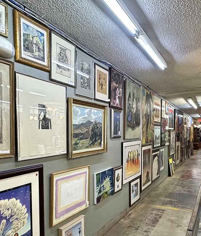 A gallery wall that puts most museums to shame – artwork waiting to transform blank walls into statements of personal taste.