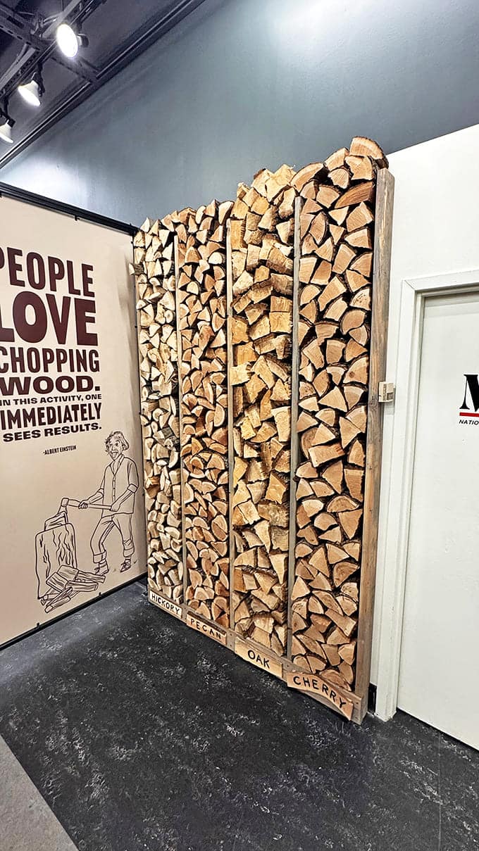 Stacked firewood isn't just fuel&mdash;it's flavor architecture. Each variety imparts its own signature to the meat, proving that in barbecue, even the smoke has personality.