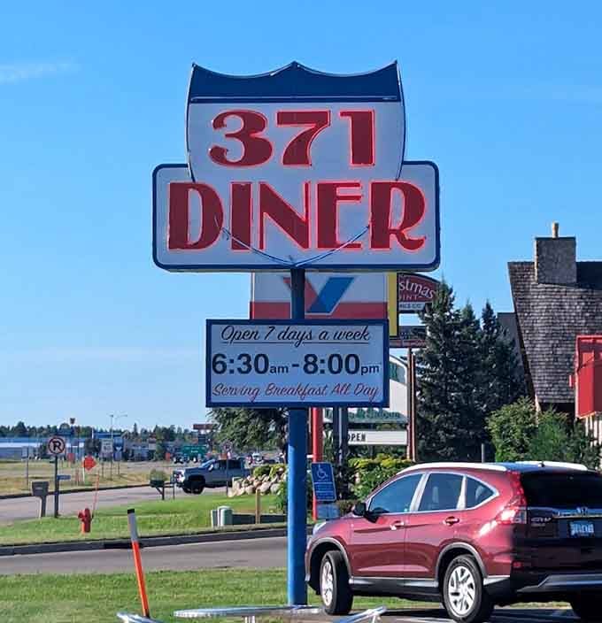That vintage roadside sign promises exactly what it delivers: authentic diner food done absolutely right.