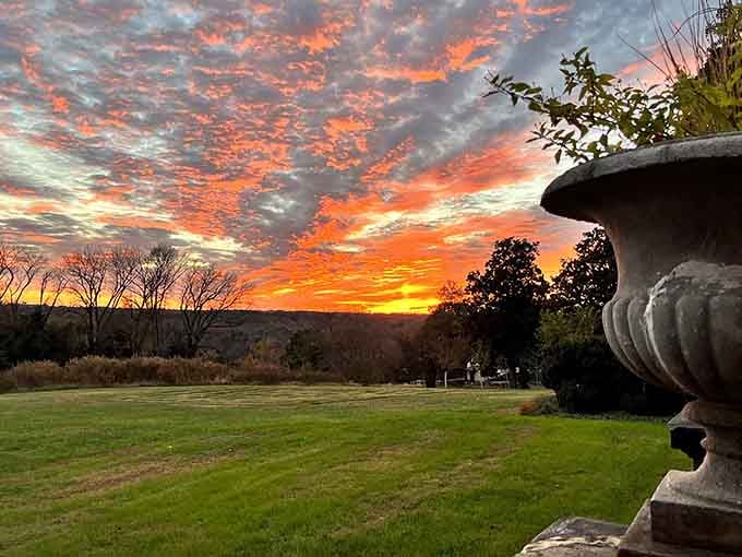 Sunset over the estate, reminding us that Virginia knows how to put on a show rivaling anything across the pond.