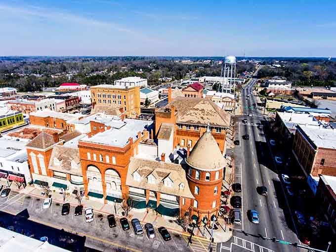Aerial views reveal a town where prosperity and affordability coexist like long-lost friends finally reunited at last.