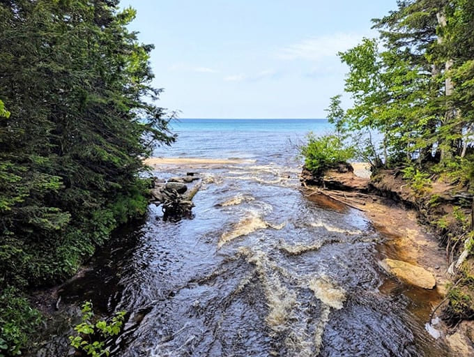 Hurricane River meets Lake Superior in a scene so peaceful you'd never guess the name involves a hurricane.