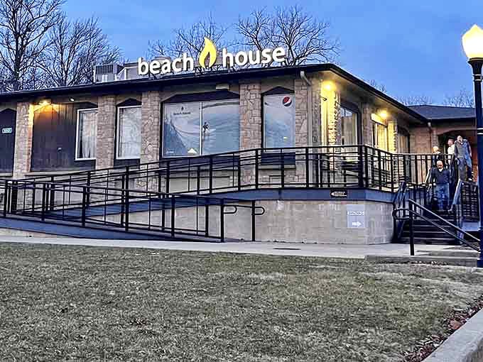 The Beach House restaurant delivers lakeside dining where the views compete with the menu for your attention. Those windows frame sunsets worth savoring.