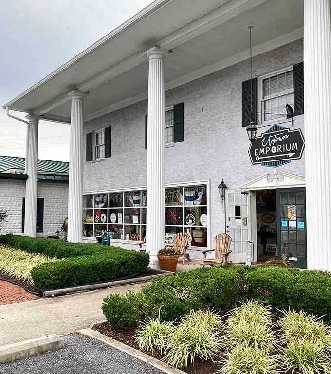 Uptown Emporium's classical columns add a touch of Southern charm to this Eastern Shore treasure.